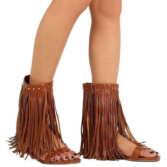 Misbehave | Shoes | Misbehave Falling Fringe Adorned Studded Zip Up ...